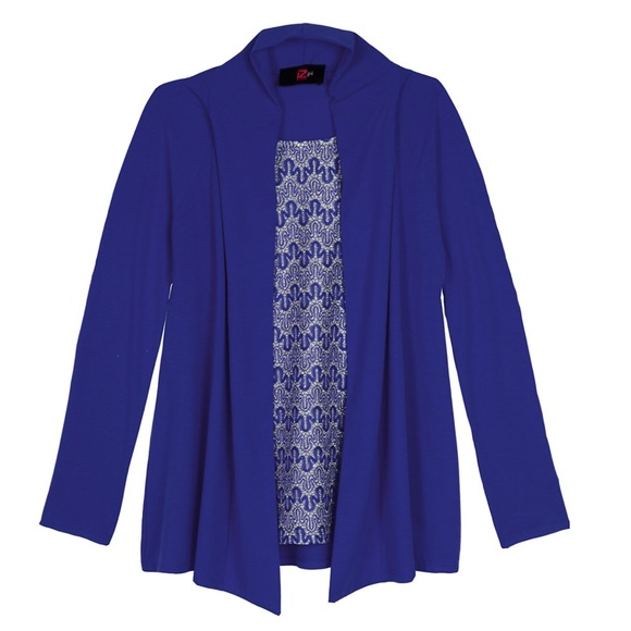 Iz Byer | Shirts & Tops | Royal Blue Glitter Lace Cardigan Top 78 ...